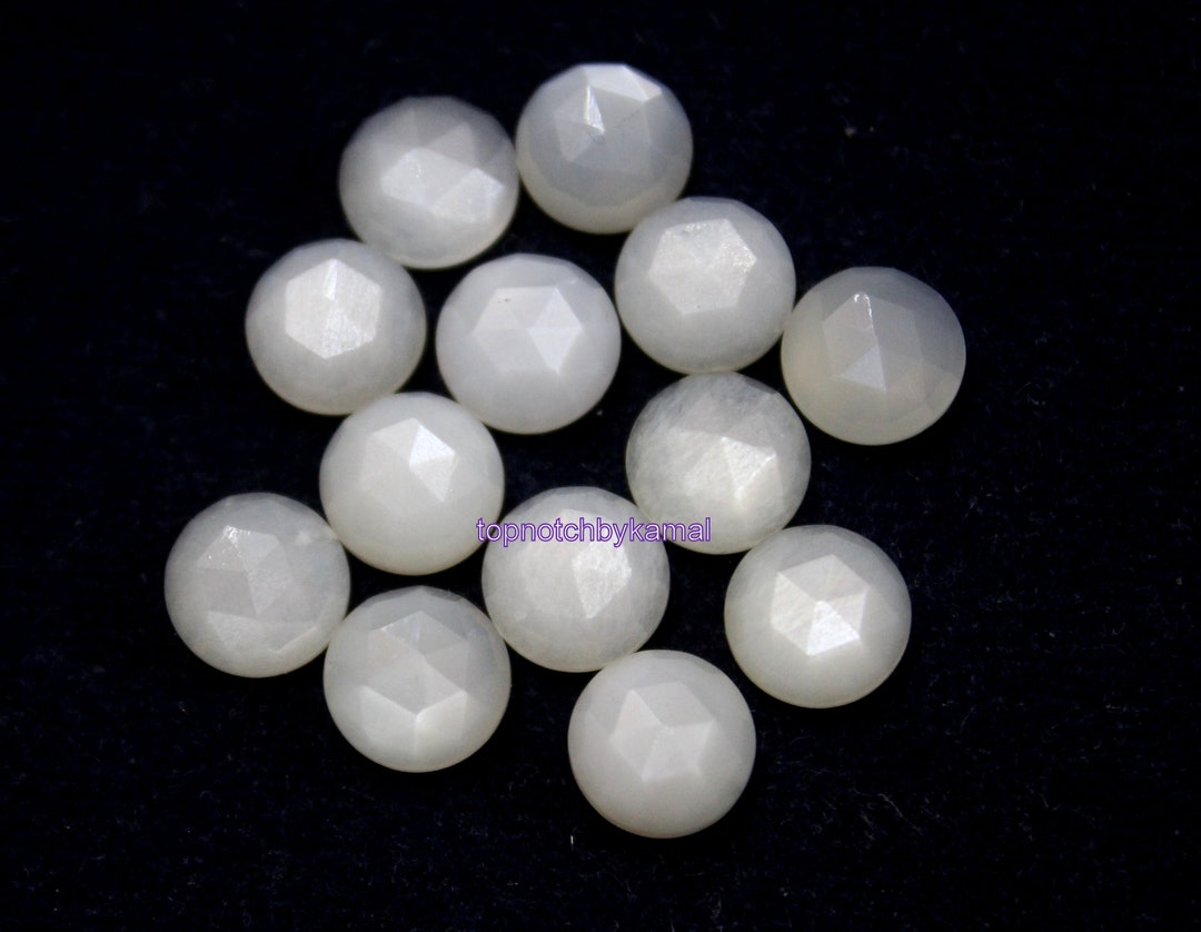 White Moonstone Rose Cut Gemstones: Round, AAA Quality, 10 Piece Lot - Etsy