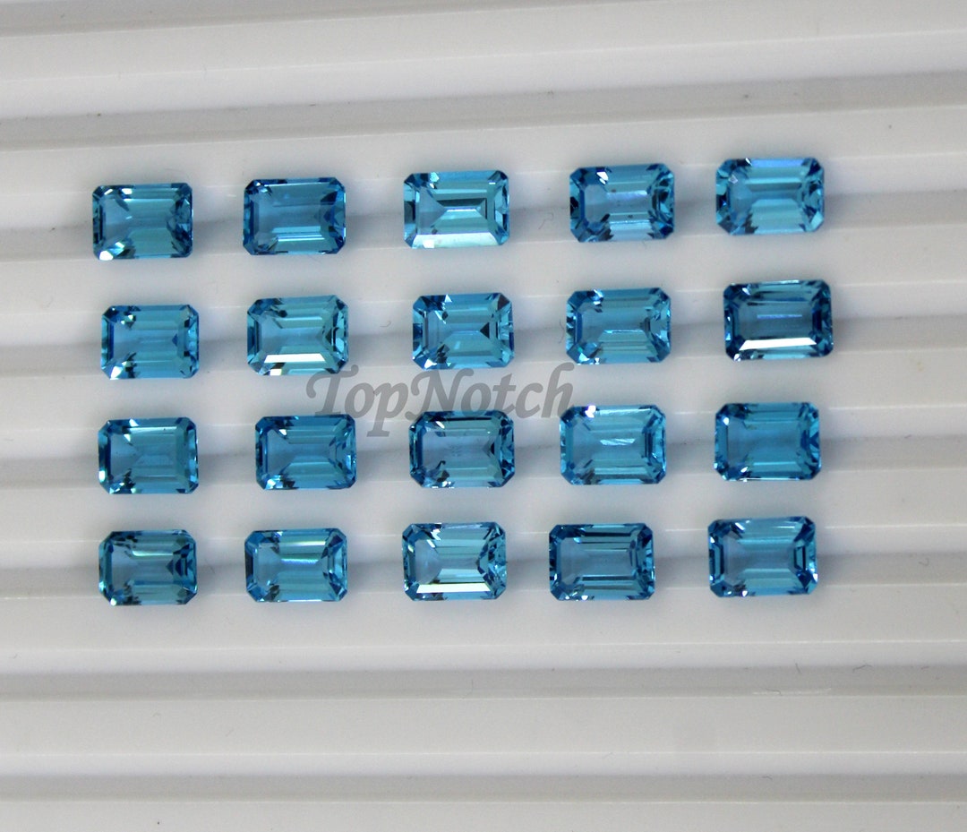 AAA calidad suiza azul topacio octágono corte facetado 100 piezas lote ...