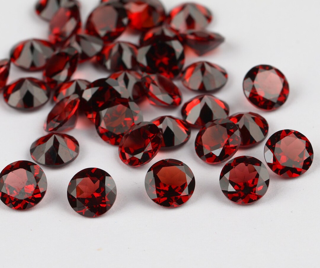 10MM Garnet Round Faceted Gemstone, Natural Red Garnet - Etsy
