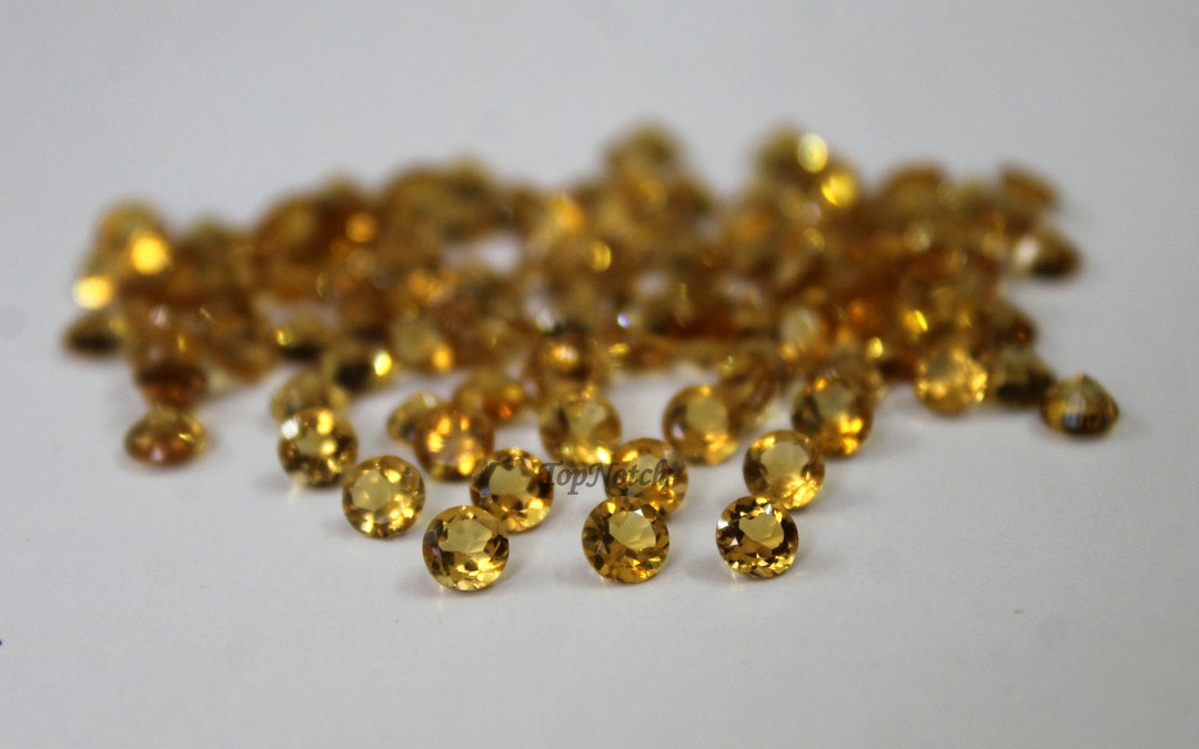 3MM Citirne Round Faceted Gemstone- Natural Citrine Gems - Etsy