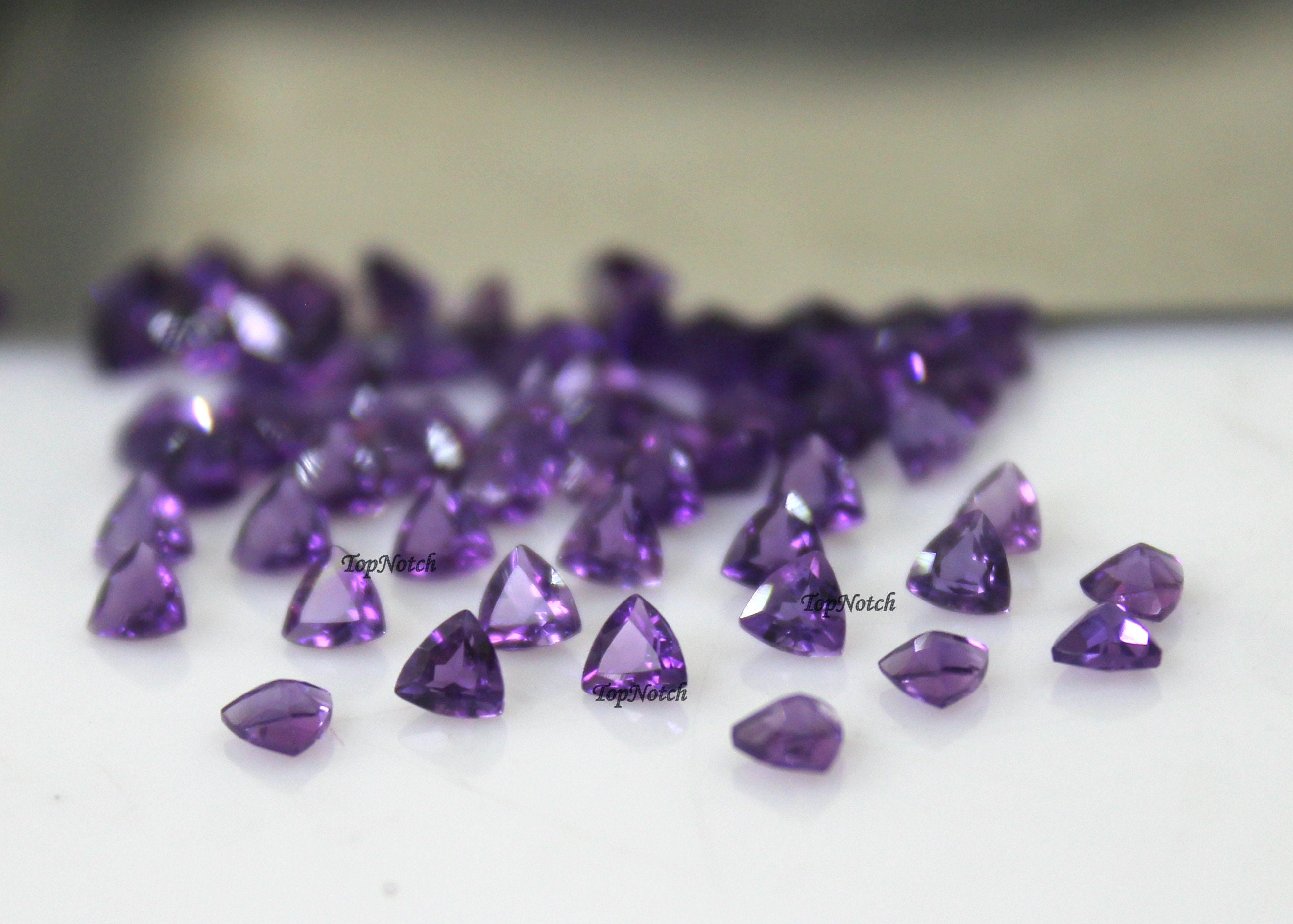 7MM Natural Amethyst Trillion Cut Gemstone Calibrated Amethyst | Etsy