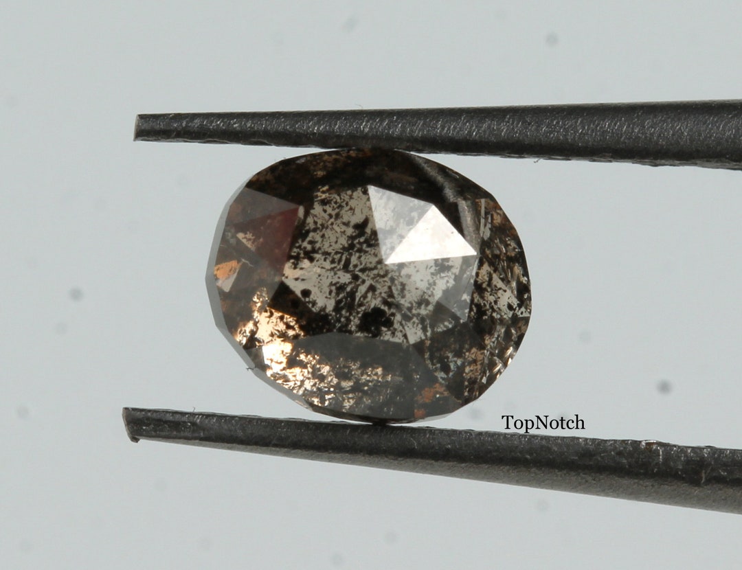 5x6mm Salt and Pepper Oval Diamond, 1.04CT Natural Loose Salt and ...