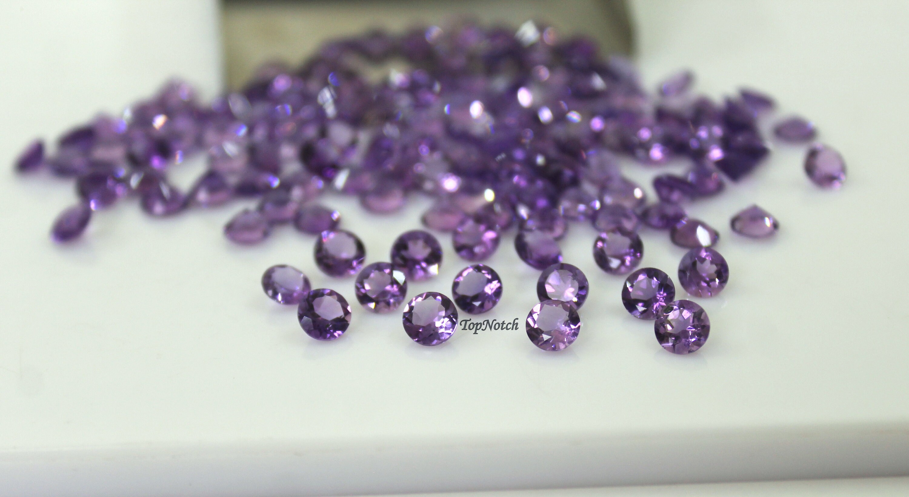 4MM Amatista Natural Amatista Redondo Faceted Gemstone Gemas | Etsy