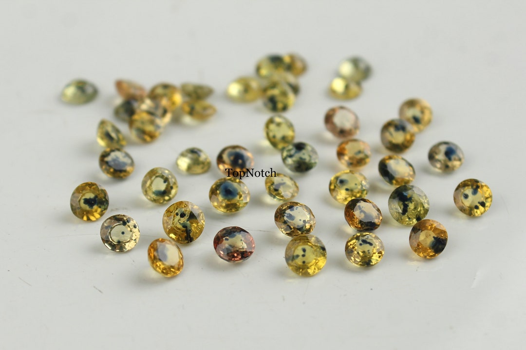 Bi Color Parti Sapphire Round Cut Gemstone, 3.5mm Natural Sapphire for ...