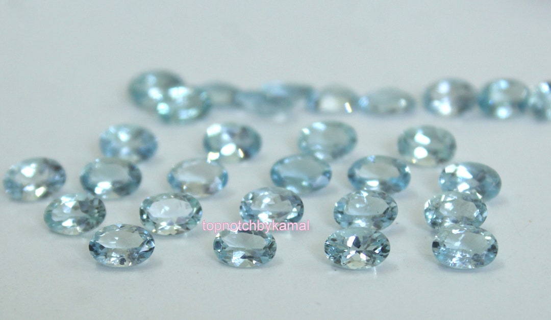 3x4mm Aquamarine Oval Faceted Loose Gemstone- Natural Aquamarine for ...