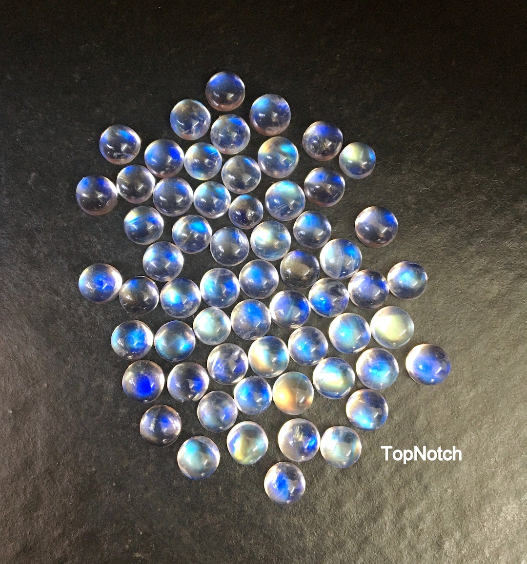 5MM Rainbow Moonstone, High Quality Round Moonstone Cabochon Gemstone ...
