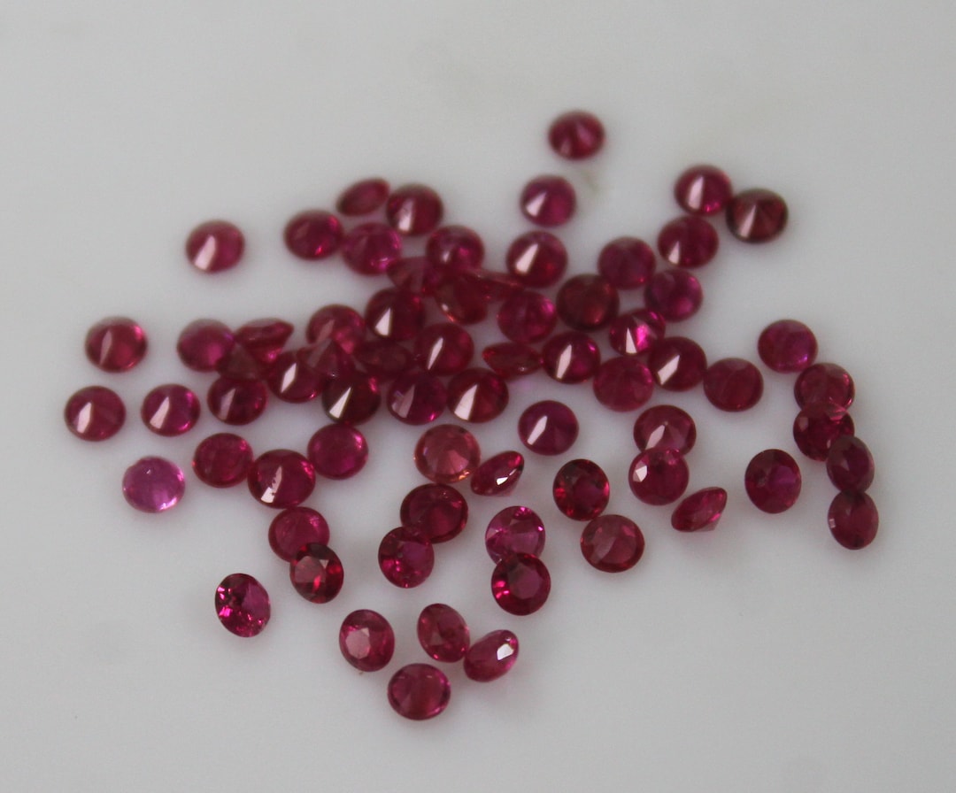 Natural 3MM Round Ruby Gemstone: Diamond Cut, Jewelry Supplies - Etsy