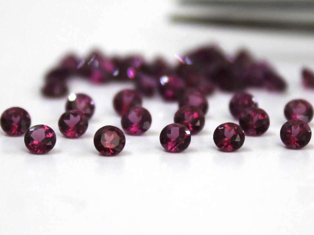 Natural 2MM Rhodolite Garnet Round Faceted Loose Gems, Calibrated ...