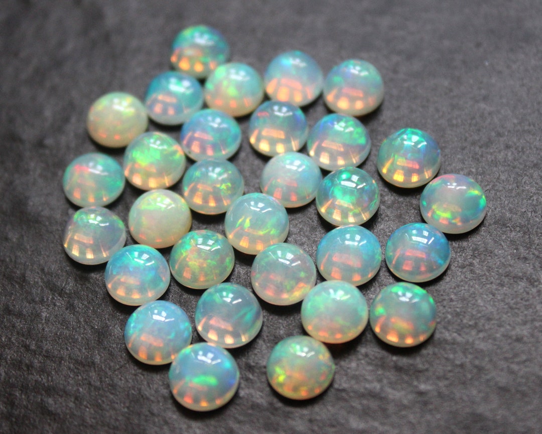 Buy Ethiopian Opal Cabochons: Multifire Round Loose Opals (2MM-9MM), 10 Piece Lot Online in ...