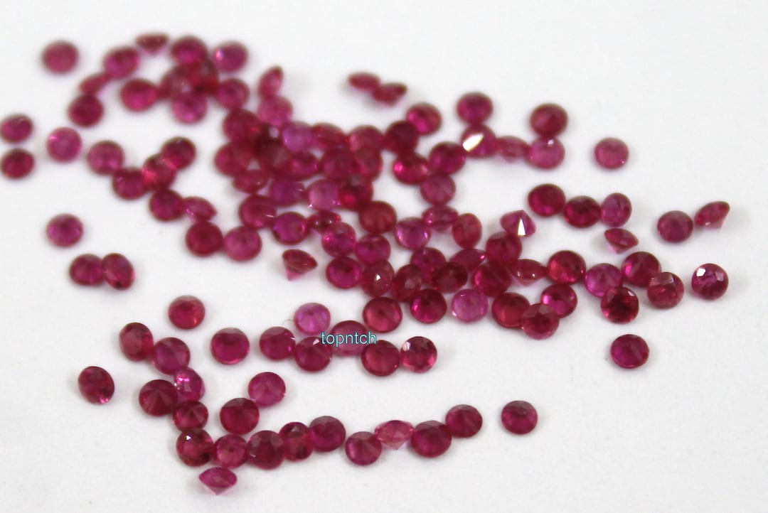 Natural 1MM Ruby Round Diamond Cut Gemstone, Top Quality Ruby - Etsy