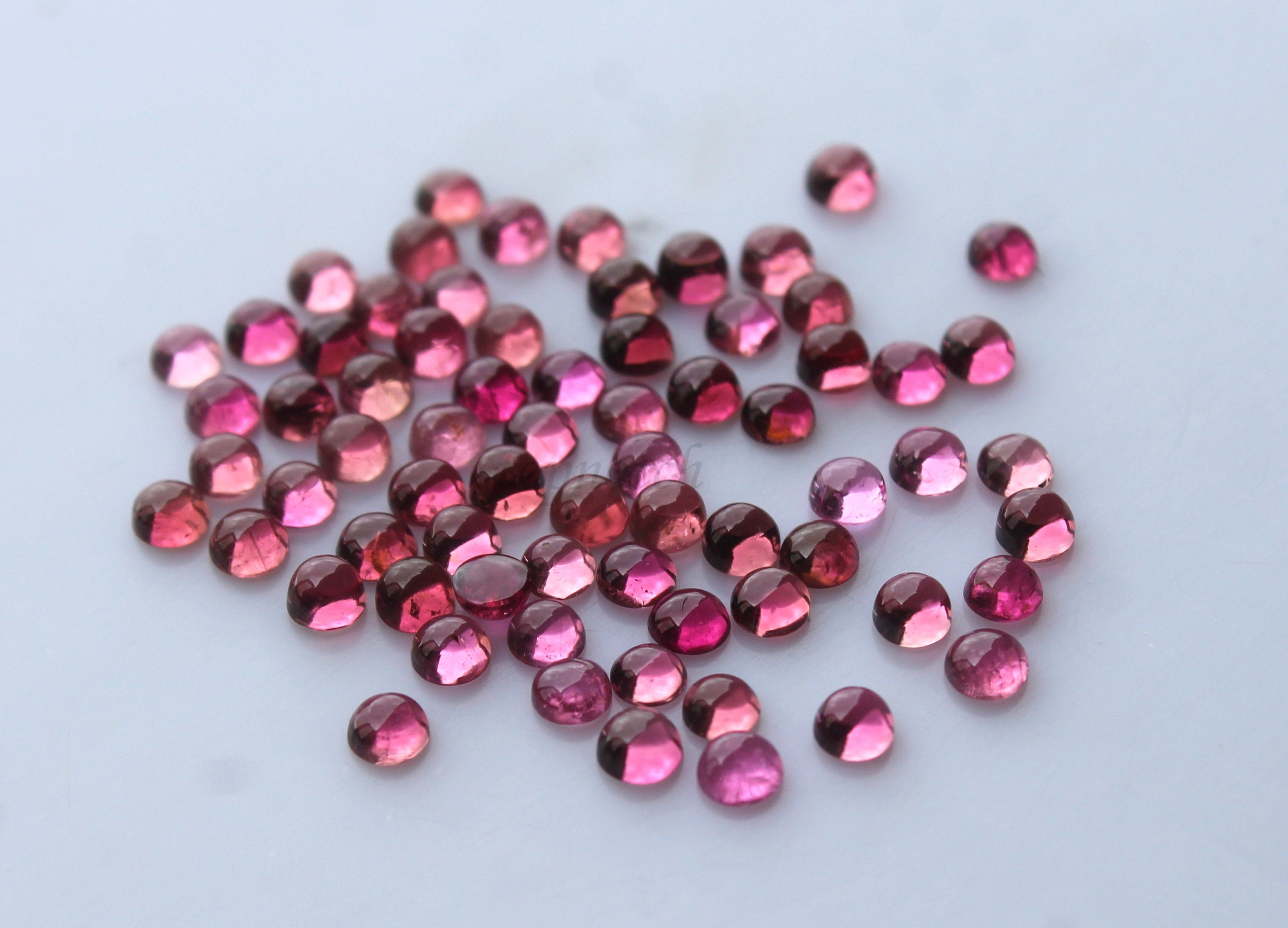 Natürlicher 3MM Rosa Turmalin Rund Cabochon Edelstein | Etsy