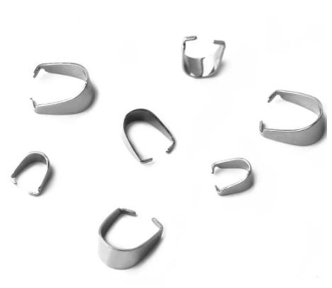 10/100pcs Stainless Steel Pendant Clips, Pinch Bail Clasps, Buckle ...