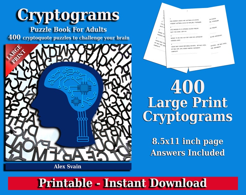 Cryptograms Puzzle Book for Adults: 400 Large Print Cryptoquote Puzzles ...