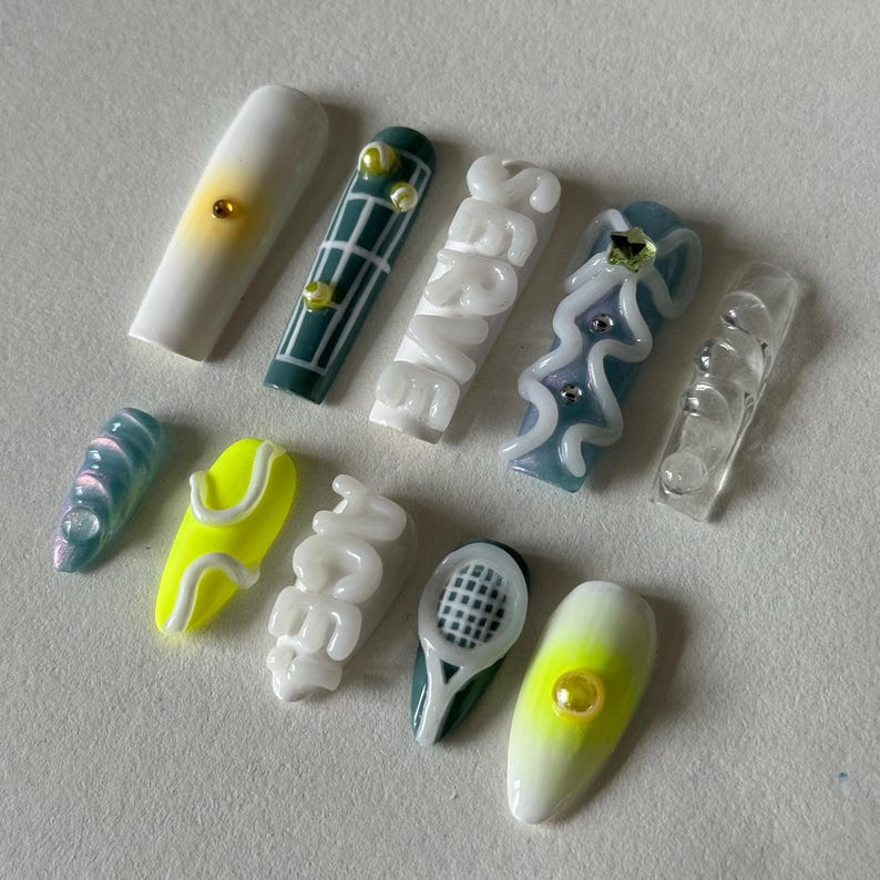 Tennis Inspired Press on Nails - Etsy