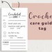 Crochet Care Guide Tag Printable, Crocheted With Love Tag, Fiber Care ...