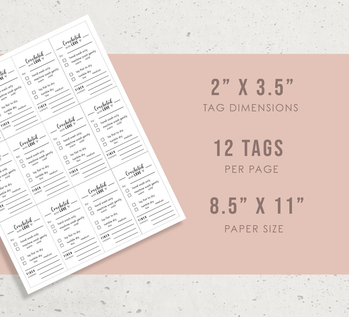 Crochet Care Guide Tag Printable, Crocheted With Love Tag, Fiber Care ...