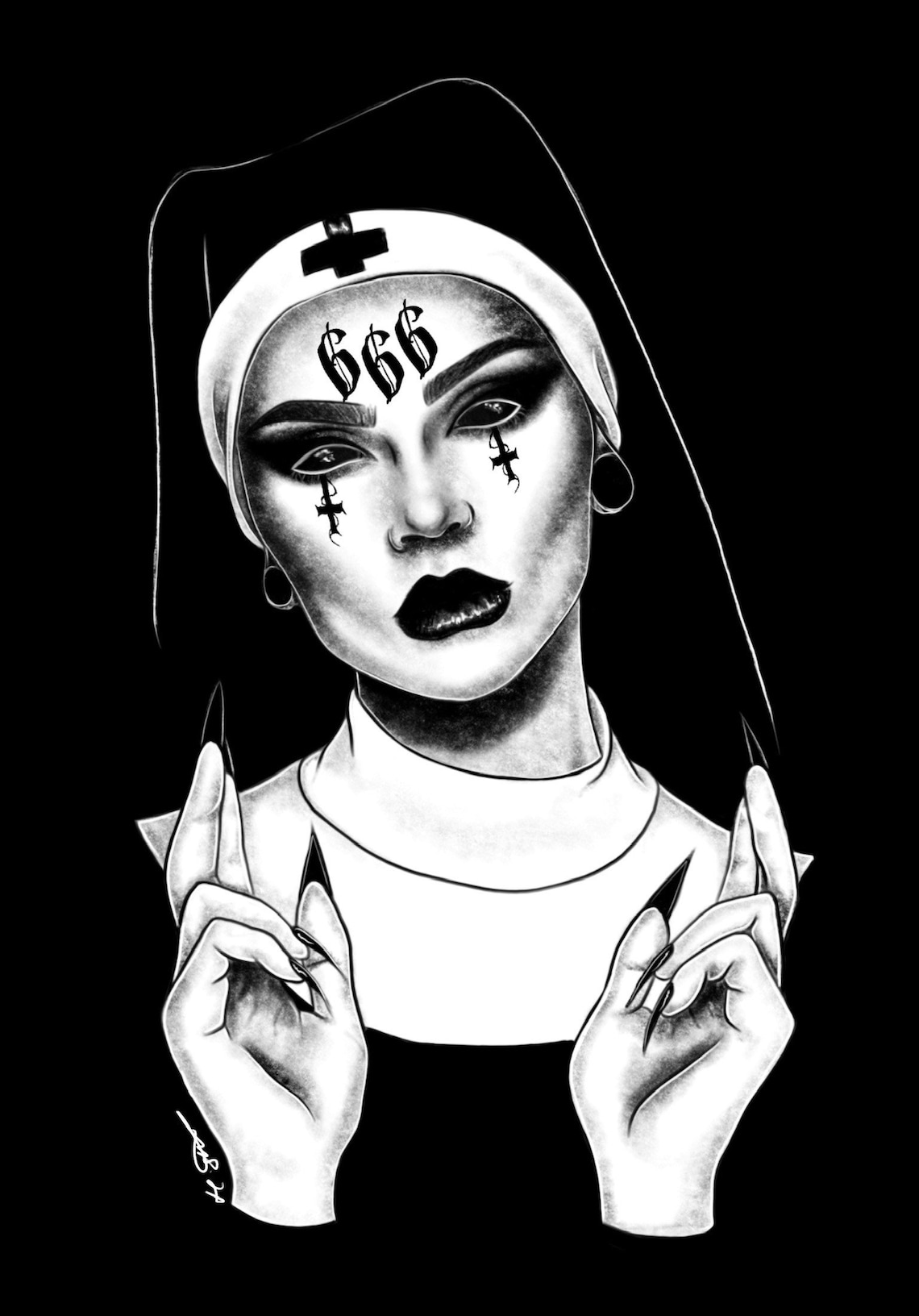 Nun Religious Devil Satanic Halloween Bad Nun Alternative Etsy