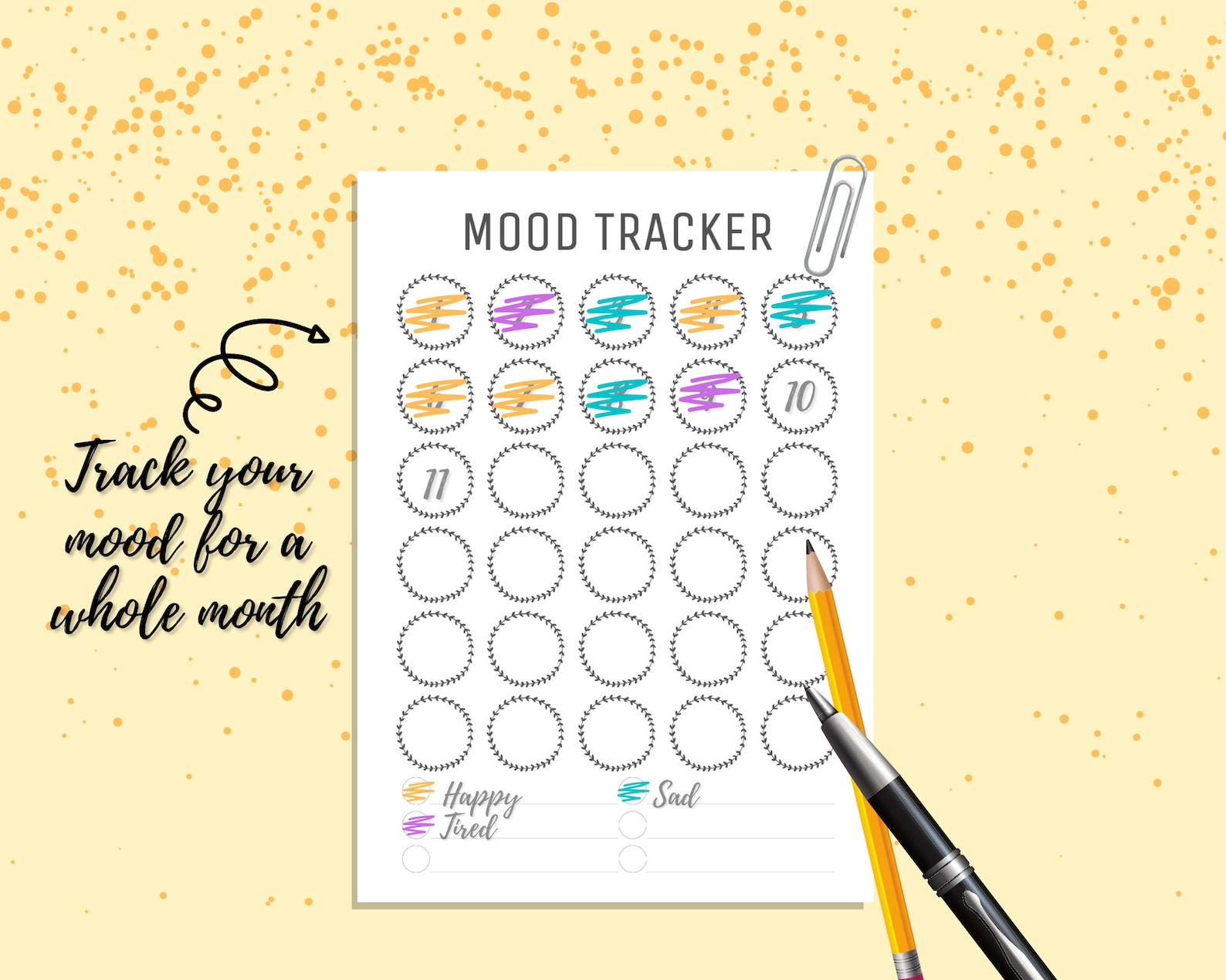 Mood Tracker Printable Weekly Mood Tracker PDF Monthly Mood | Etsy