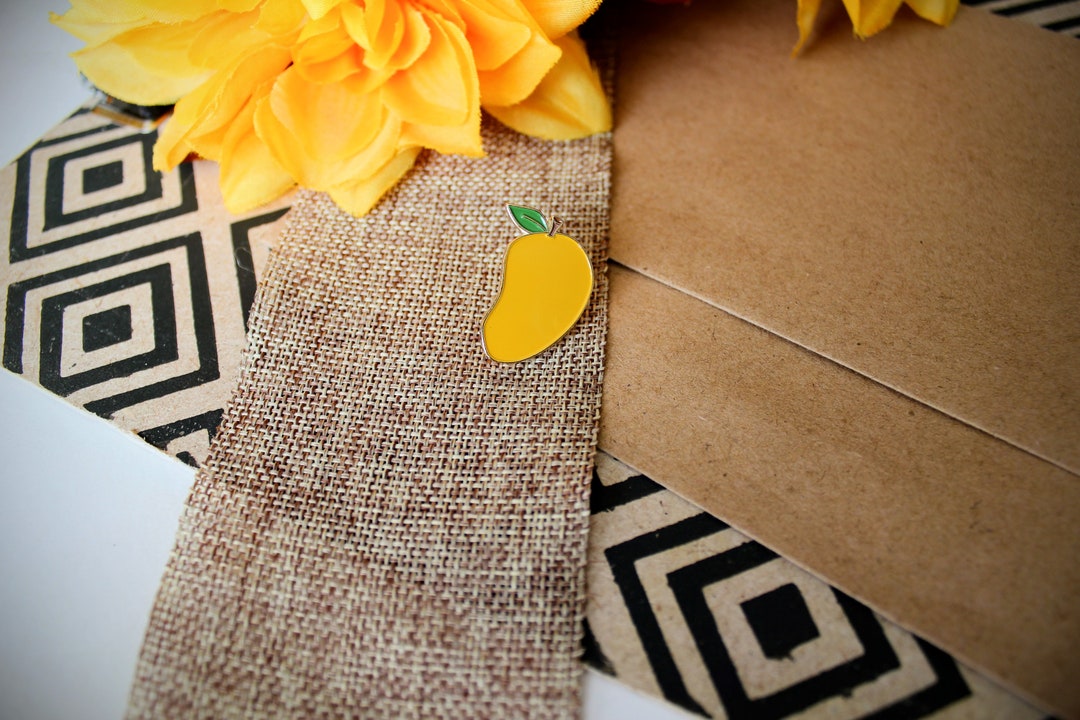 Mango Enamel Pin: Desi-inspired Gold-plated Lapel Pin - Etsy