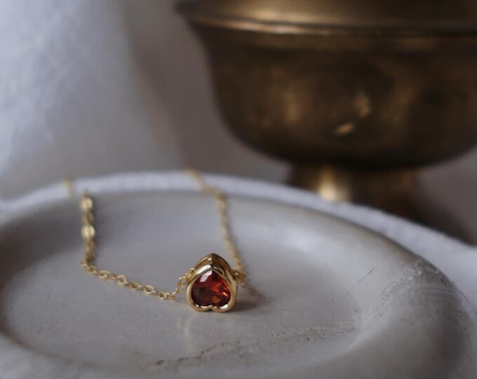 Haunting Adeline Merch, Dainty Ruby Heart Necklace, Ruby Gemstone ...