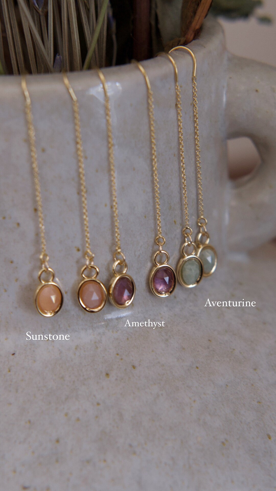 Gold Filled Threader Earrings, Threader Warrings Gold, Gemstone Jewelry ...