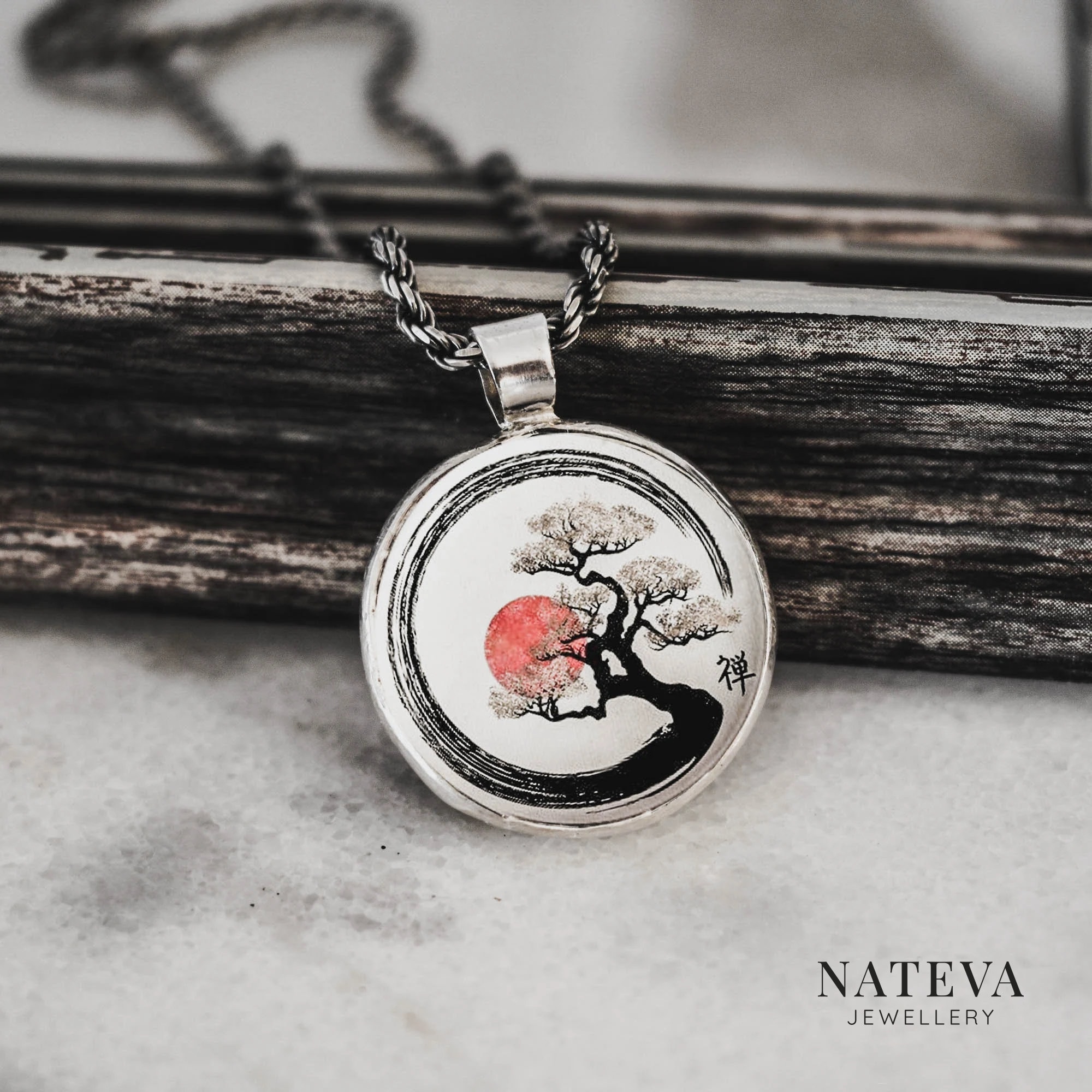 Bonsai Tree Pendant, Rising Sun Japanese Pendant, Personalized Ceramic ...