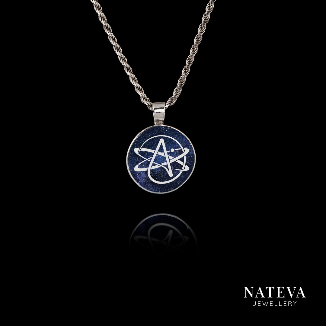 Atheist Atom Symbol Necklace: Personalized 925 Silver Ceramic Pendant ...