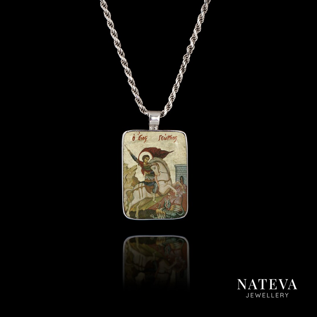 Saint George Pendant, Orthodox Icon Pendant, Solid Silver 925 ...
