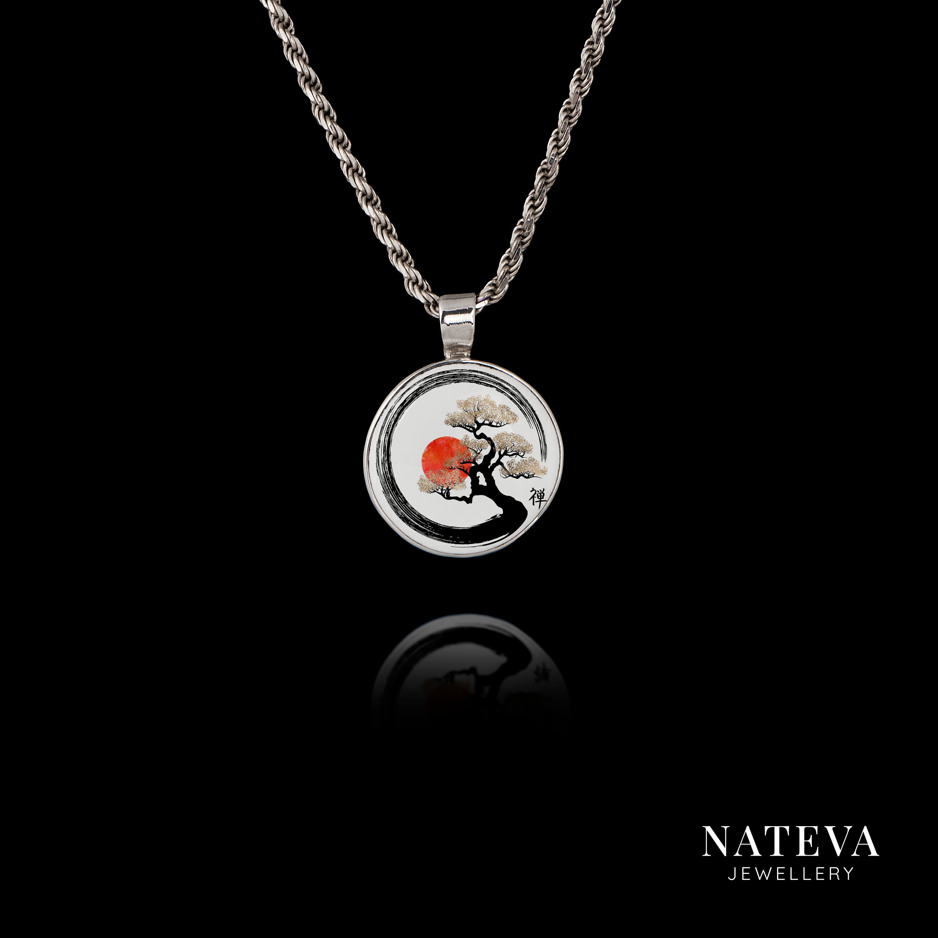 Bonsai Tree Pendant, Rising Sun Japanese Pendant, Personalized Ceramic ...