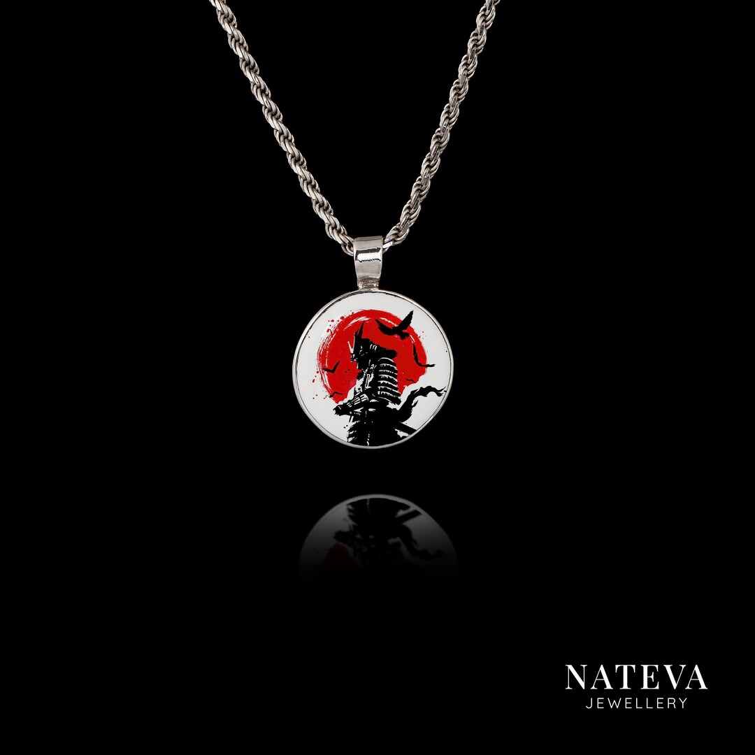 Handmade 925 Silver Samurai Pendant: Personalized Ceramic Stone ...
