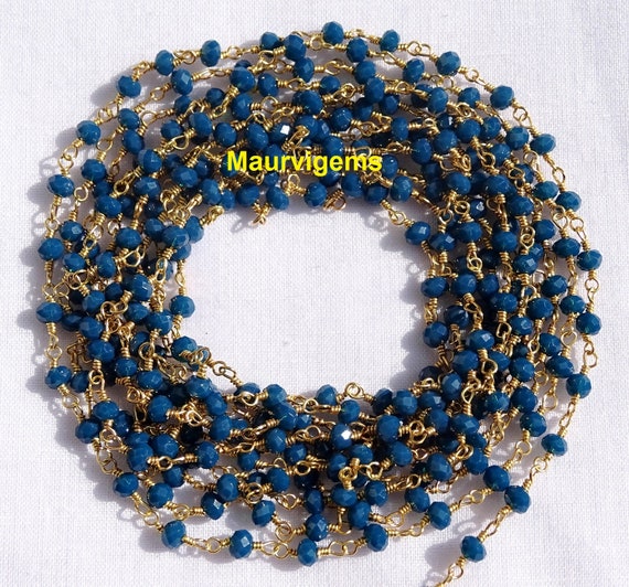 Neon Apatite Chalcedony Rosary Chain Wire Wrapped Beaded Link - Etsy