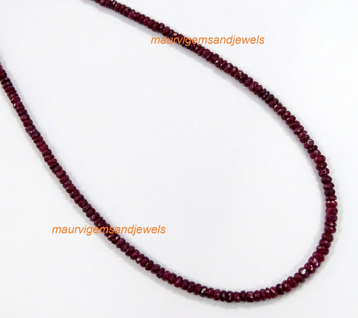 19 Inch Natural Longido Ruby Necklace Faceted Rondelle Beads - Etsy