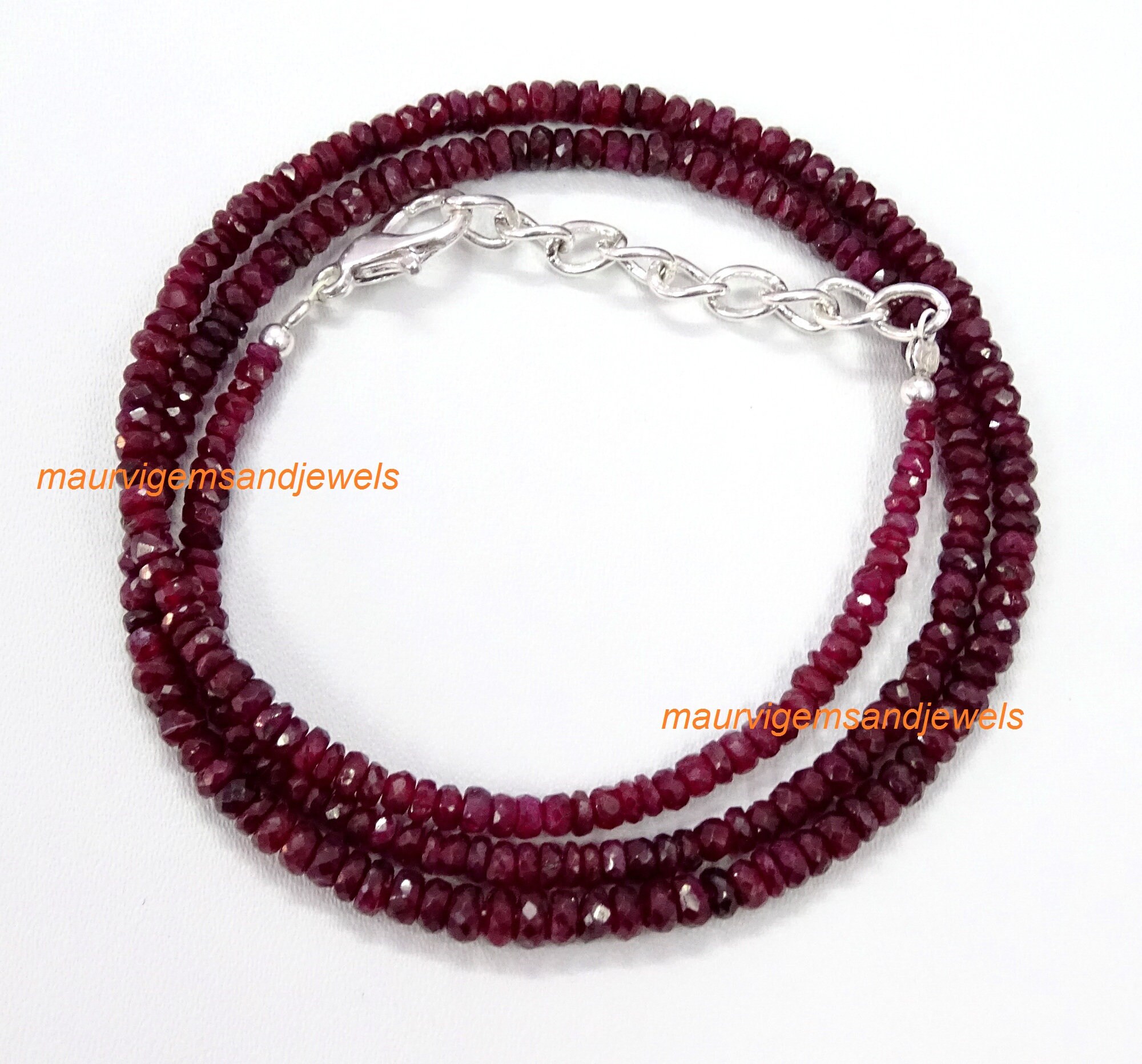 19 Inch Natural Longido Ruby Necklace Faceted Rondelle Beads - Etsy