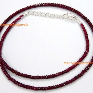 19 Inch Natural Longido Ruby Necklace Faceted Rondelle Beads - Etsy