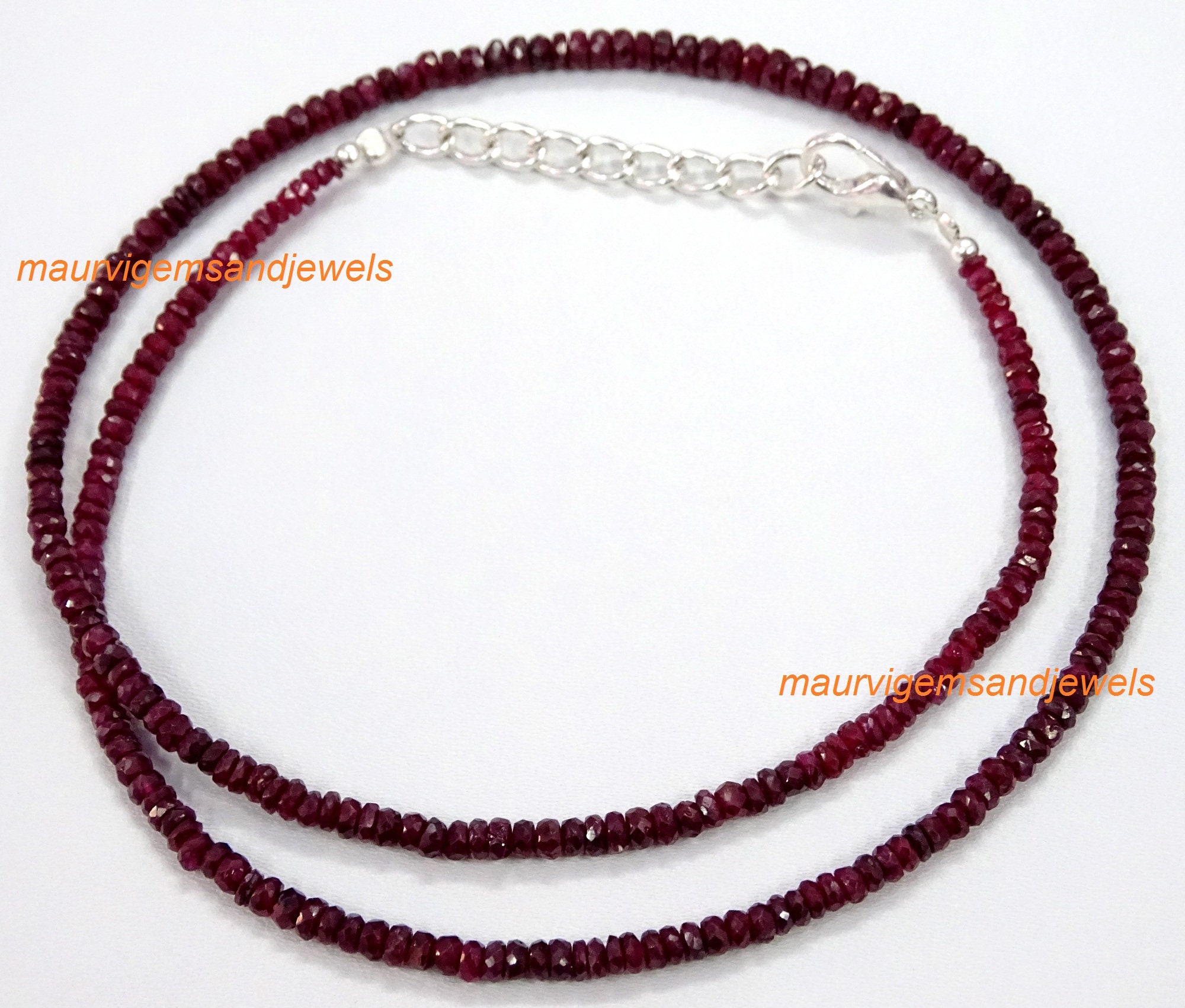 19 Inch Natural Longido Ruby Necklace Faceted Rondelle Beads - Etsy
