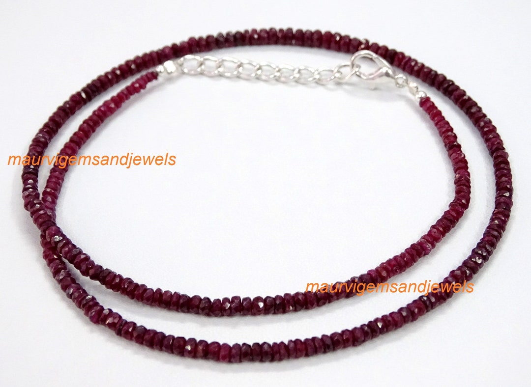 19 Inch Natural Longido Ruby Necklace Faceted Rondelle Beads - Etsy