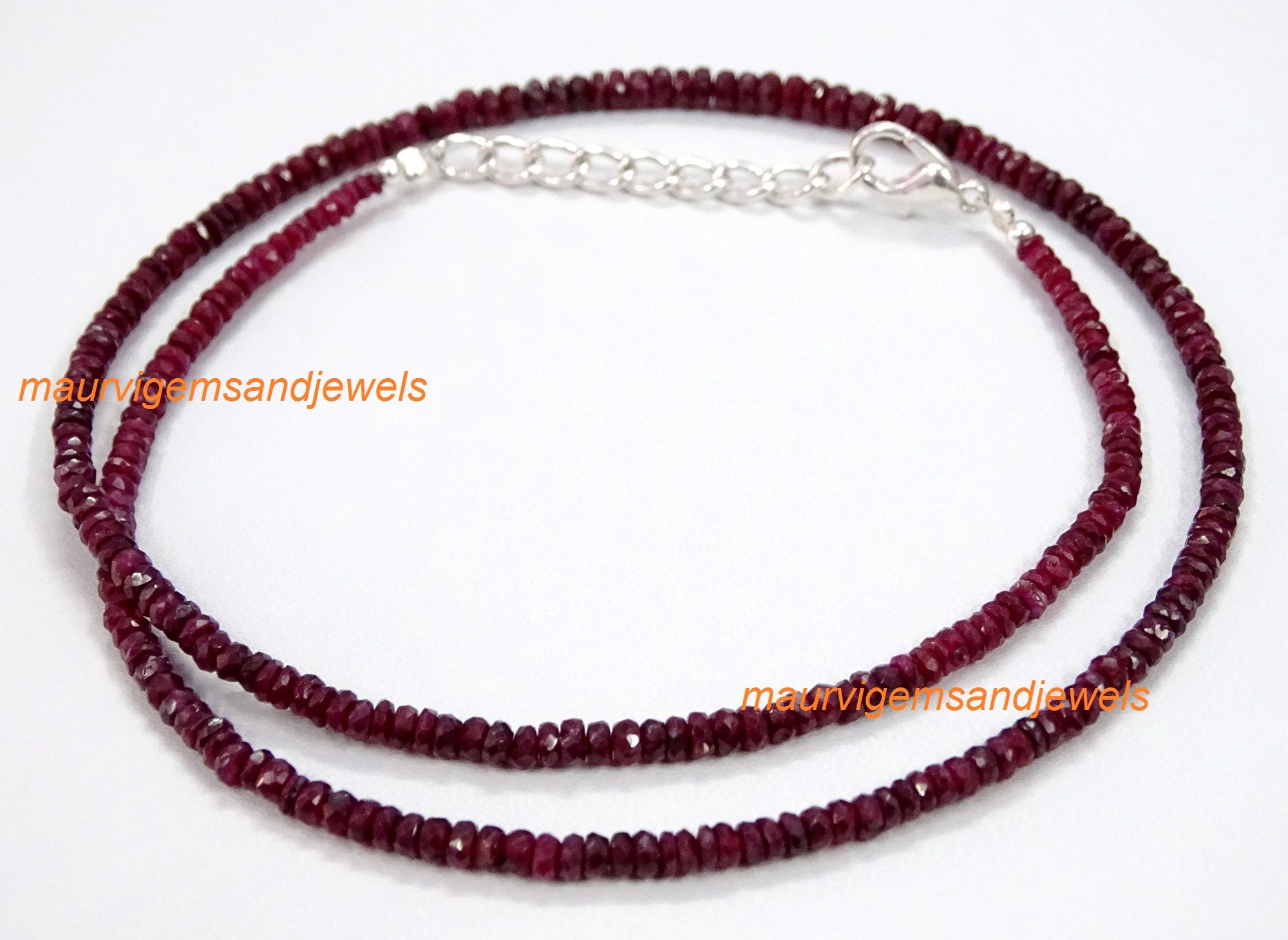 19 Inch Natural Longido Ruby Necklace Faceted Rondelle Beads - Etsy