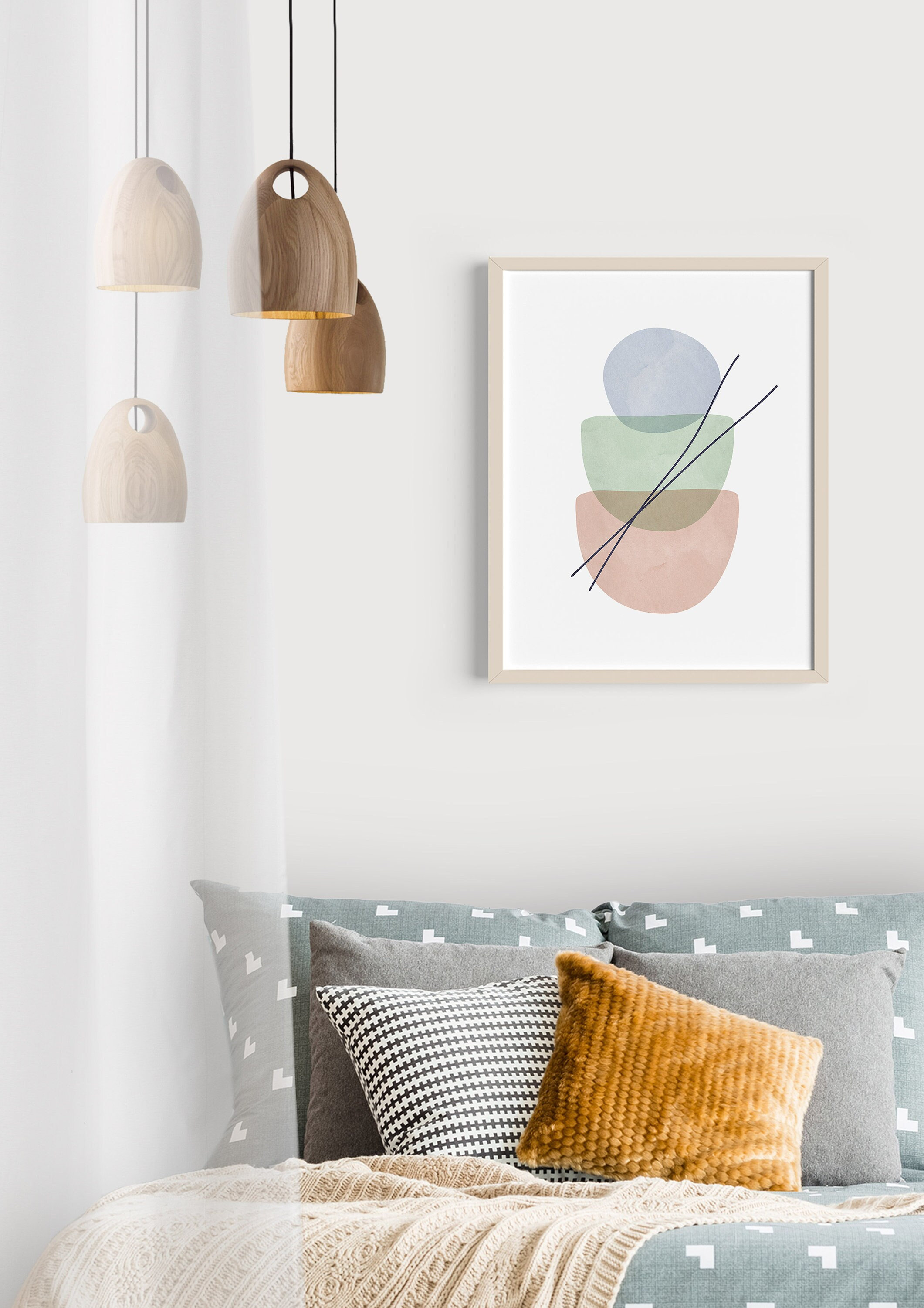 Modern Minimalist Watercolor Printable Wall Art. Scandinavian Abstract ...