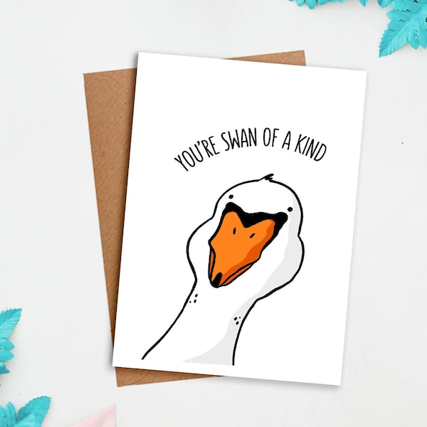 Swan Greeting Card - Etsy