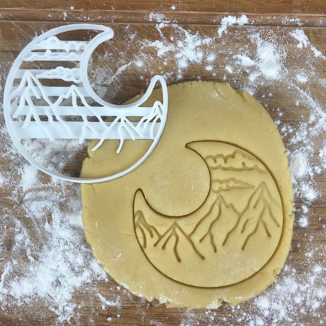Crescent Moon Cookie Cutter, Landscape Cookie Cutter, Mountains With ...