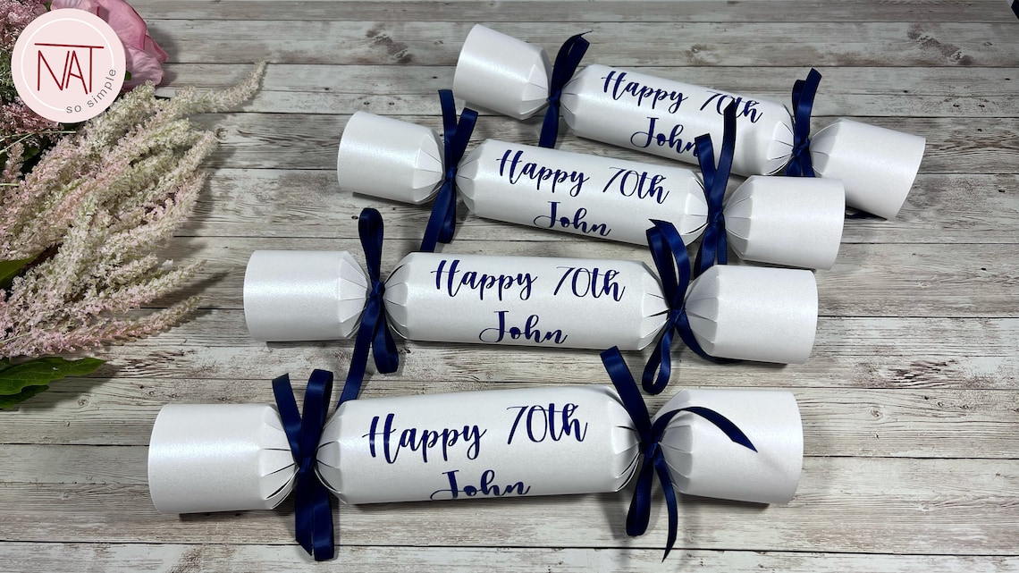 Birthday Crackers Any Colour Ribbon Text Personalised - Etsy UK