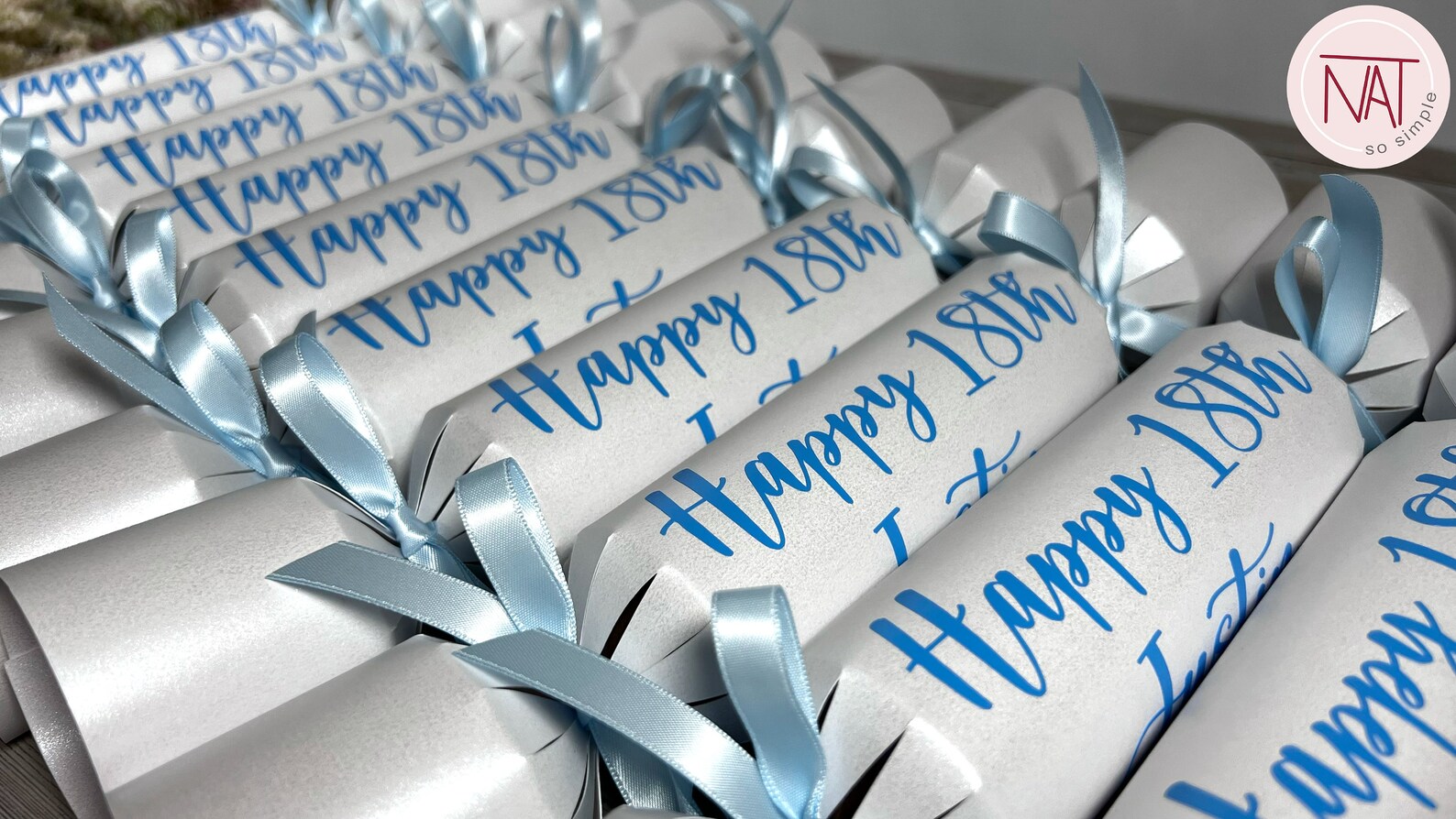 Birthday Crackers Any Colour Ribbon Text Personalised - Etsy UK