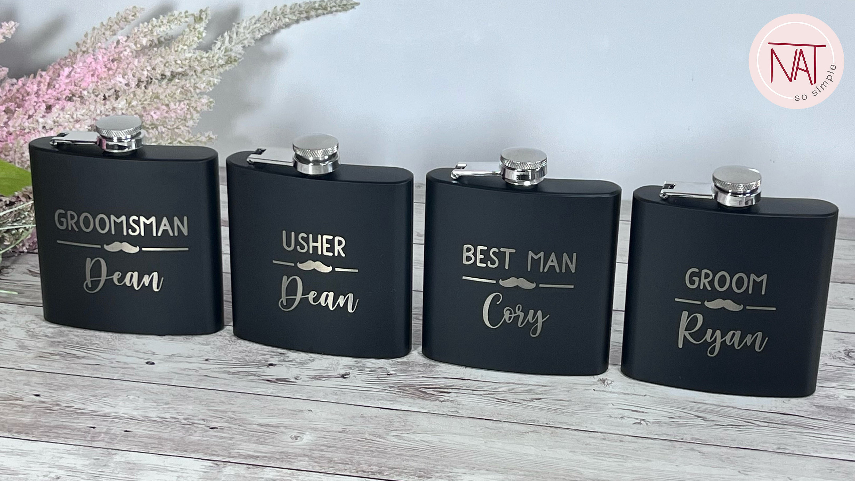 Black Personalised Wedding Hip Flasks Best Man Hip Flask - Etsy UK