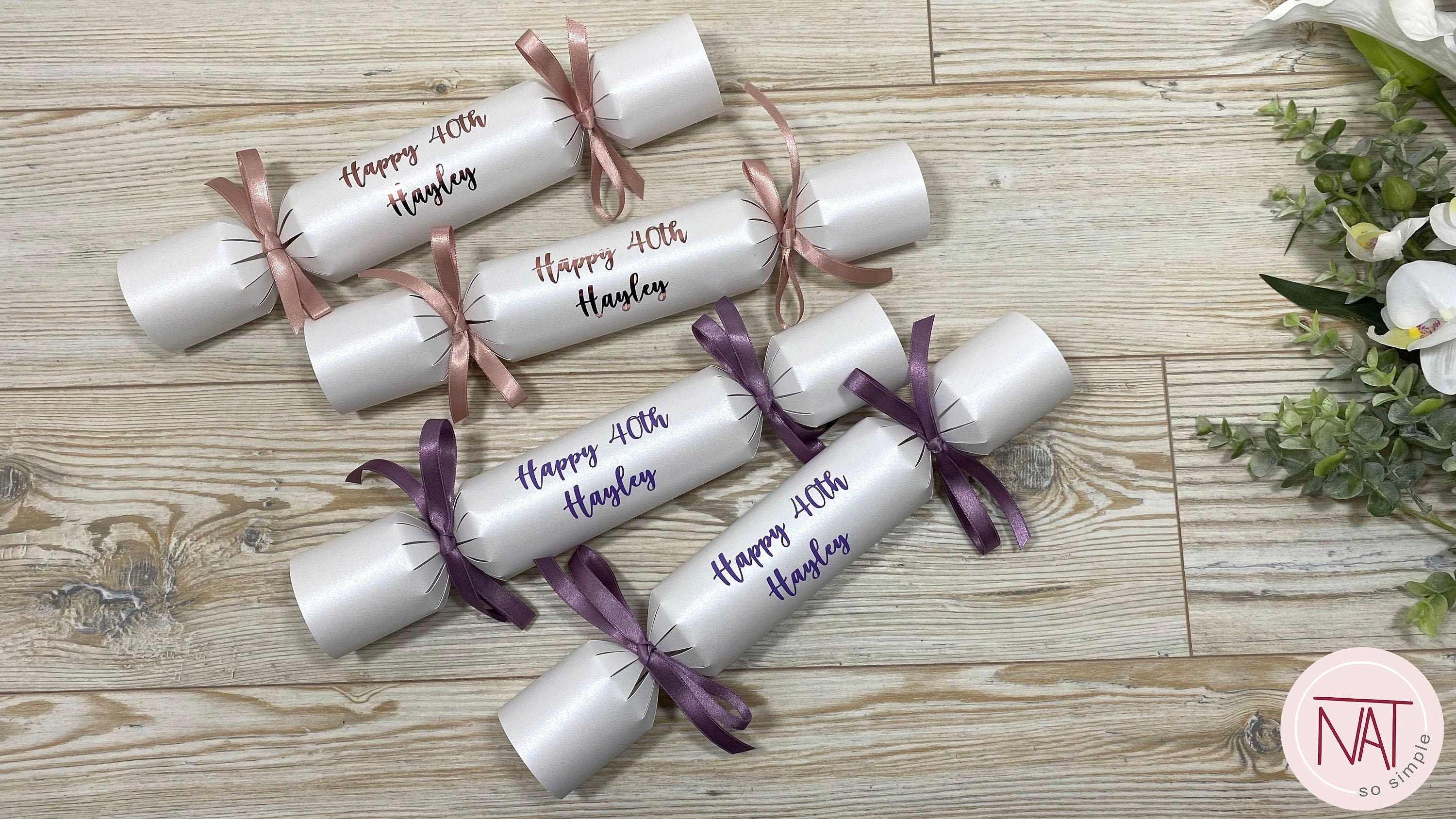 Birthday Crackers Any Colour Ribbon Text Personalised - Etsy UK