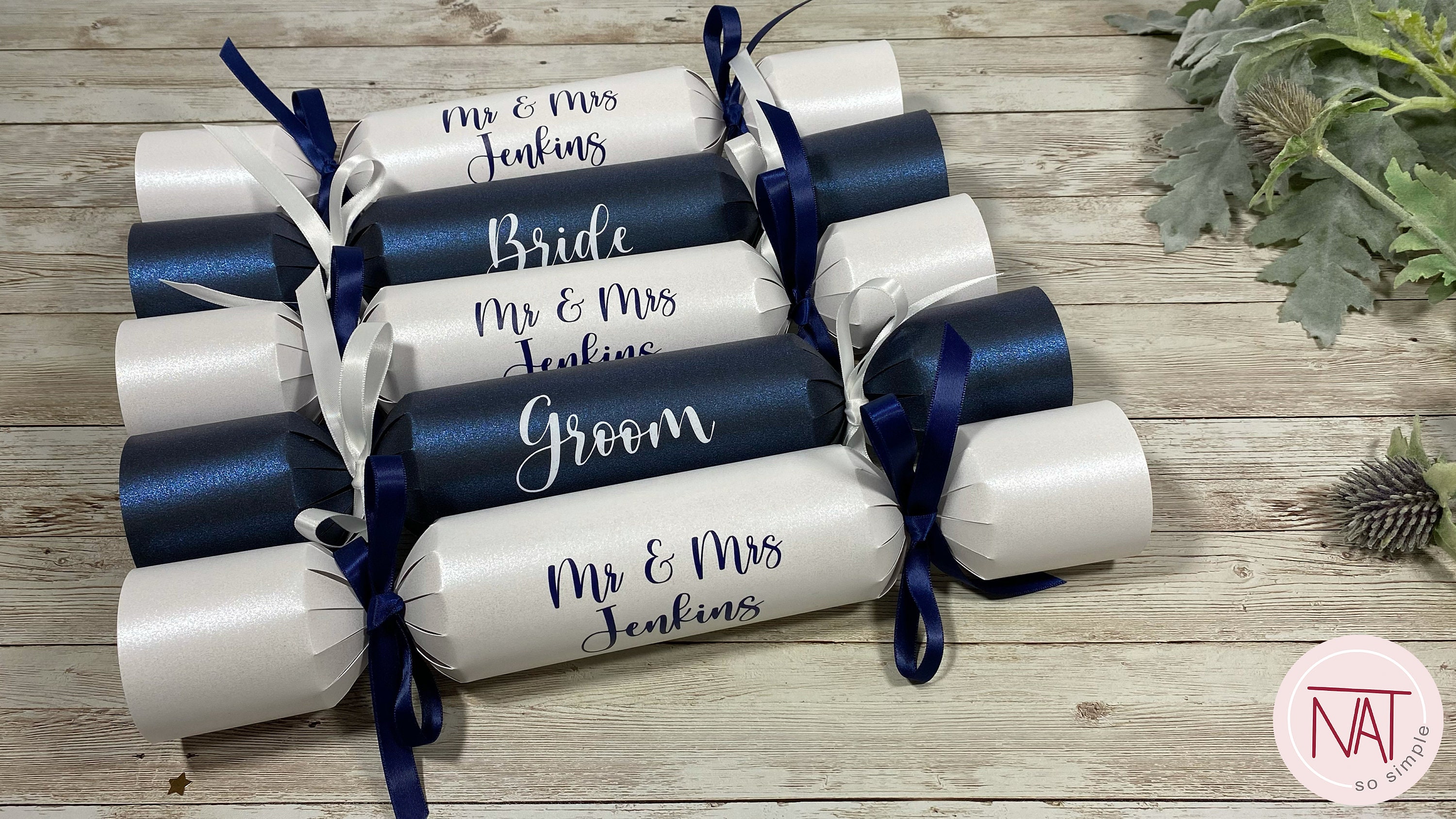 Wedding Table Crackers Mr&mrs Crackers Navy Crackers - Etsy UK