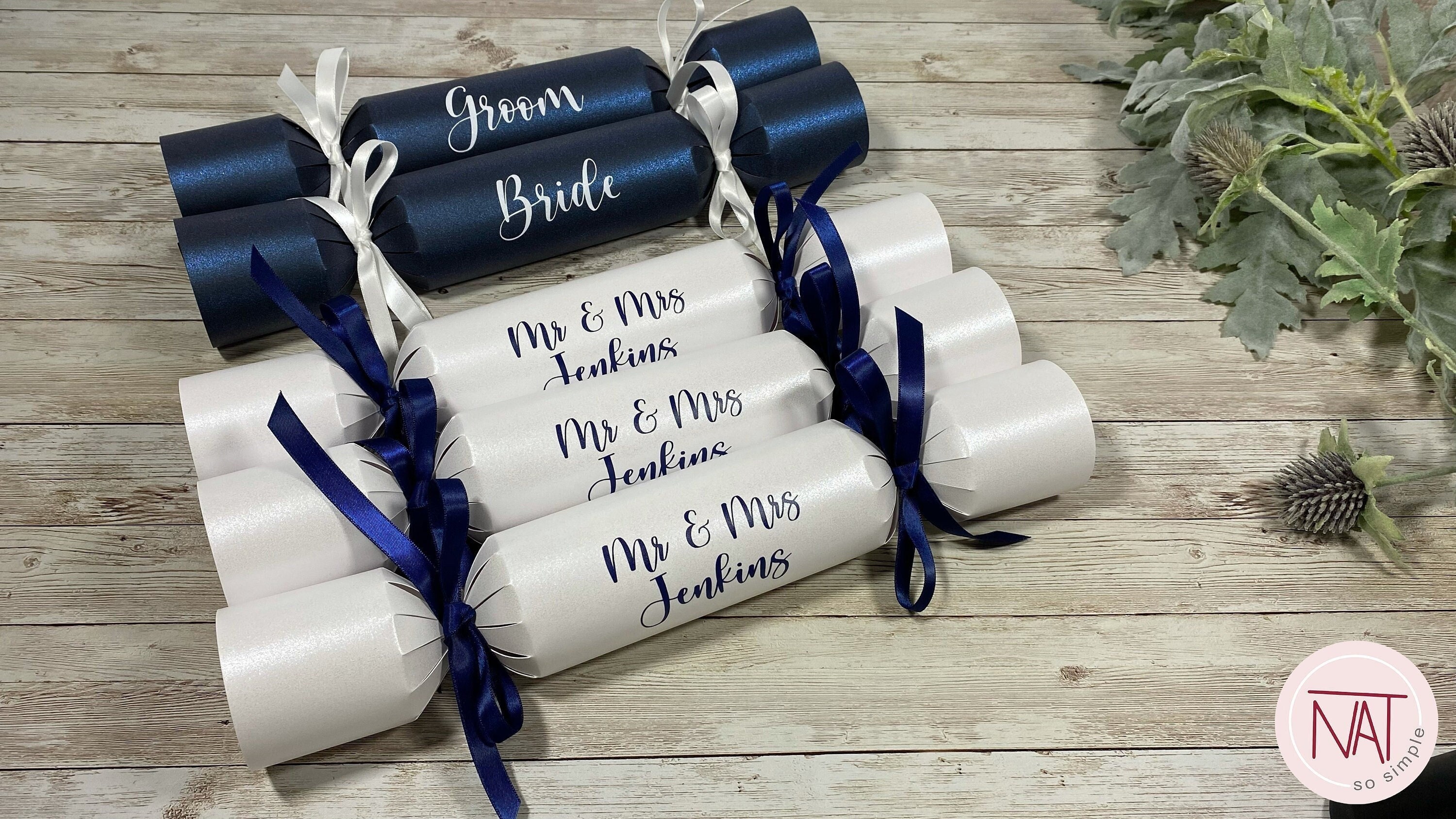 Wedding Table Crackers Mr&mrs Crackers Navy Crackers - Etsy UK