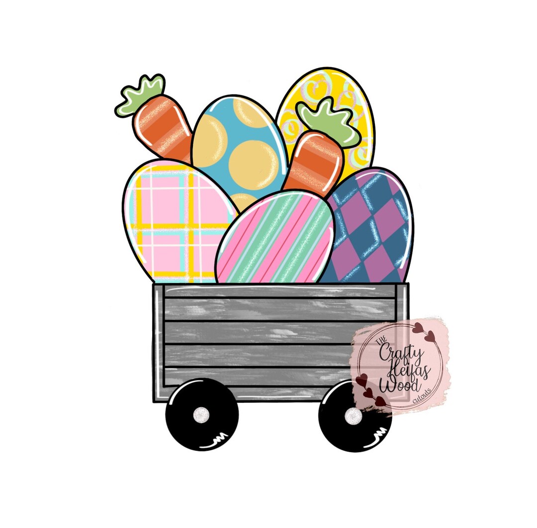 TEMPLATE: Easter; Wagon; Easter Eggs; Bunny; Digital Template; Door ...