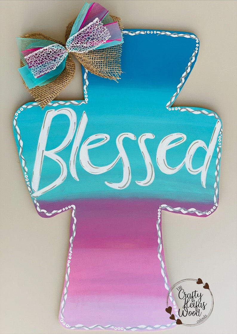 19.5 Whimsical Cross Unfinished Wood Cutout Door Hanger - Etsy