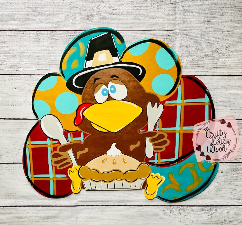 20 Inch Turkey Eating Pie Gobble Thanks Thanksgiving Wood - Etsy