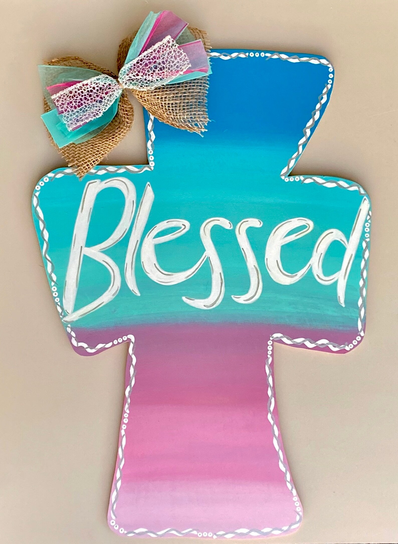 19.5 Whimsical Cross Unfinished Wood Cutout Door Hanger - Etsy